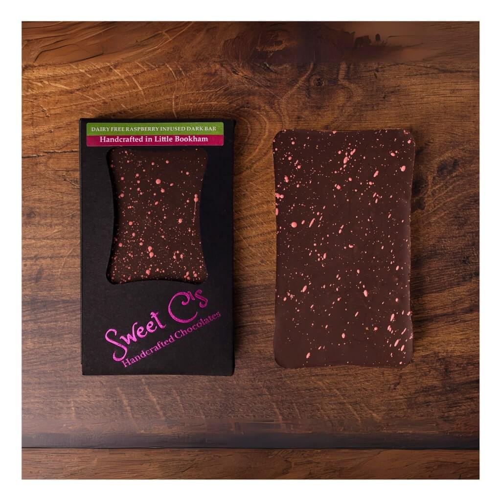 Dairy-Free Raspberry Dark Chocolate Bar | Sweet C's Chocolates UK ...