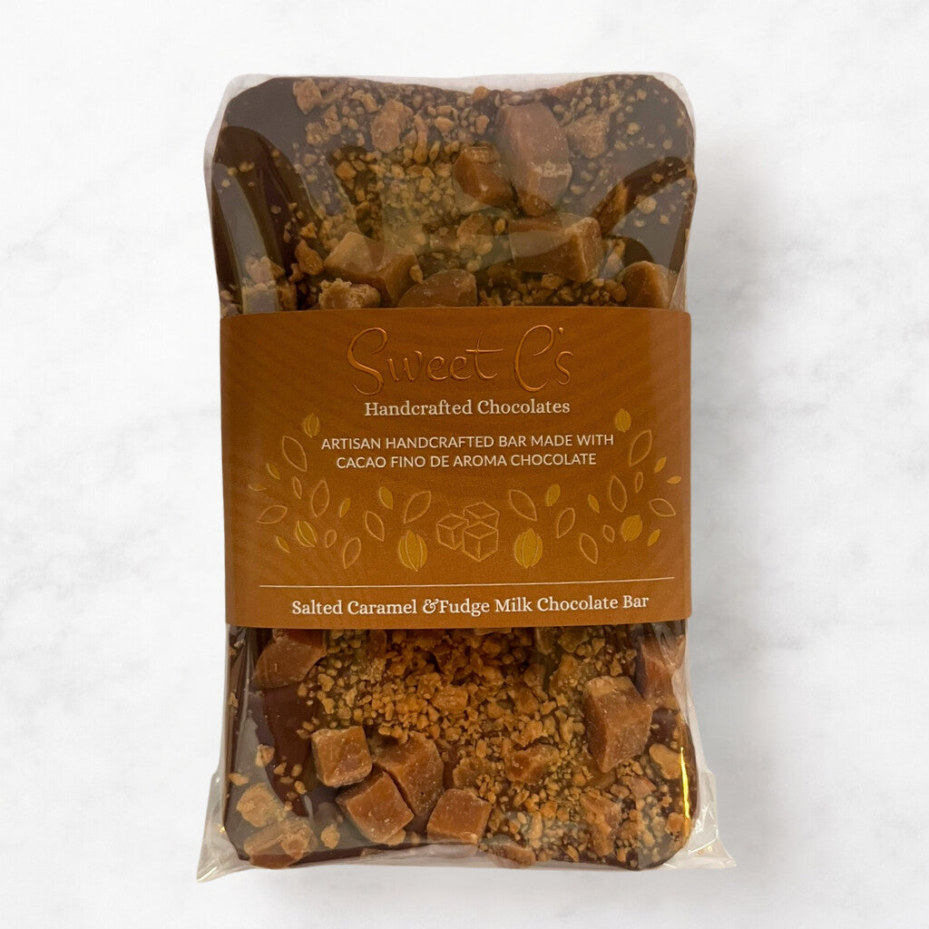Salted Caramel & Fudge Milk Chocolate Bar | Sweet C's Chocolates UK ...
